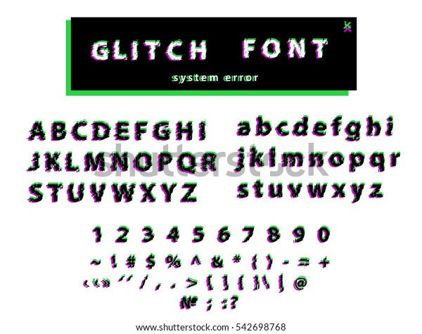 Glitched Alphabet Set Uppercase Lowercase Letters Stock Vector (Royalty ...