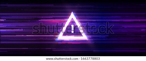 Vektor Stok Glitched Attention Danger Symbol Warning Exclamation (Tanpa ...