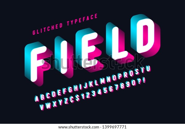 Glitched Display Font Design Alphabet Typeface Stock Vector (Royalty ...