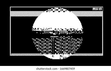 Vektor Stok Glitched Screen Terminal Console Window Pixel (Tanpa ...