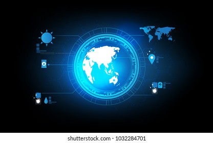 Global Blue Map Icon Blue Black Stock Vector (Royalty Free) 1032284701 ...