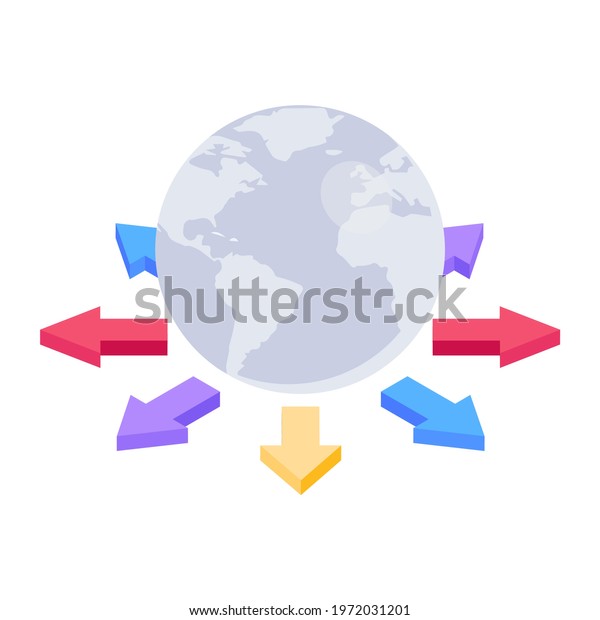 Global Cardinal Directions Icon Isometric Design Stock Vector (Royalty ...