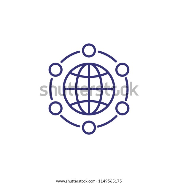 Global Communication Line Icon Globe Planet Stock Vector (Royalty Free ...