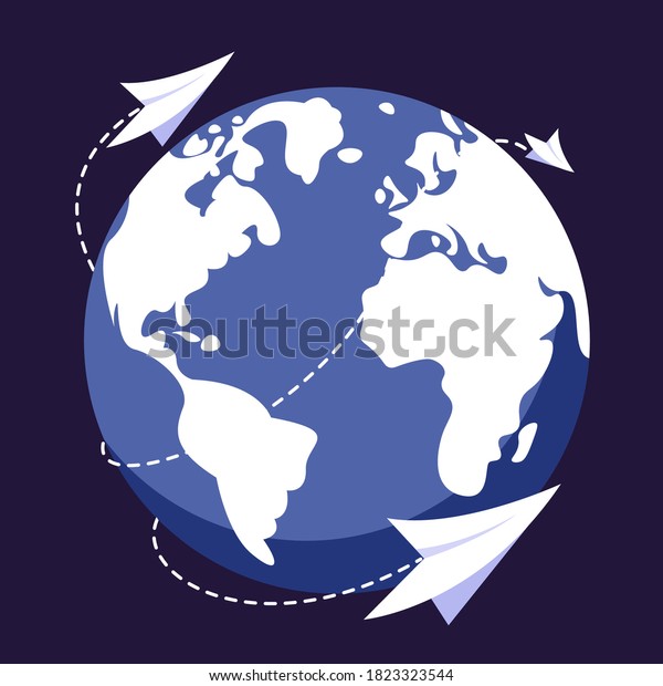 Global Connection Flat Cartoon Illustration Online Stock Vector ...