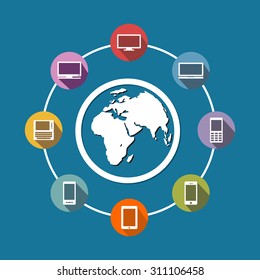 Global Devices Connection Global Communication Concept Stock Vector ...