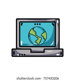 Global Earth Planet Inside Laptop Technology Stock Vector (Royalty Free ...