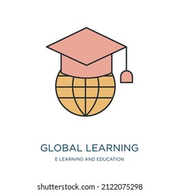 Global Learning Icon E Learning Education Stock Vector (Royalty Free ...