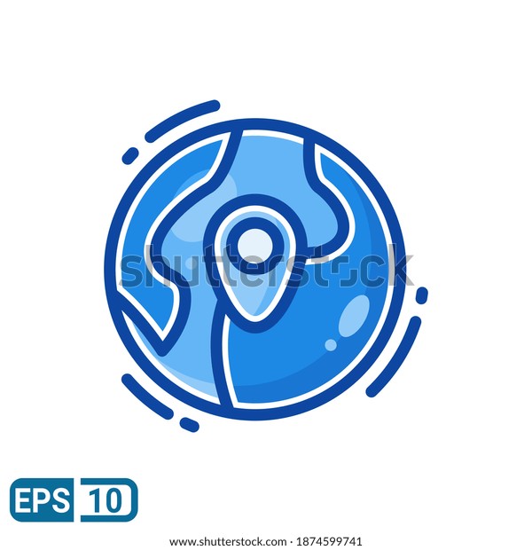 Global Location Icon Filled Line Style Stock Vector (Royalty Free ...