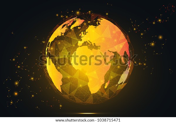 Global Network Connection Gold World Map Stock Vector (Royalty Free ...