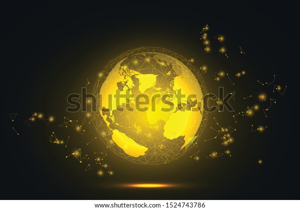 Global Network Connection Gold World Map Stock Vector (Royalty Free ...