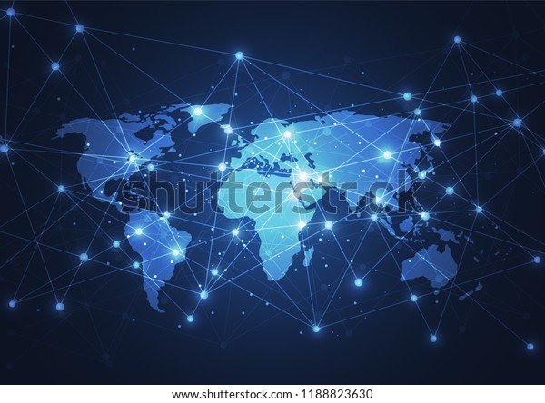 Global Network Connection World Map Point Stock Vector (Royalty Free ...