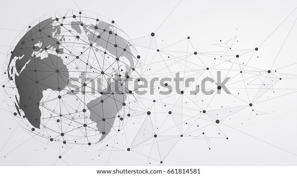 Global Network Connections Points Lines Wireframe Stock Vector (Royalty ...