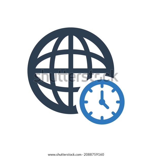 Global Time Icon World Clock Icon Stock Vector (Royalty Free ...