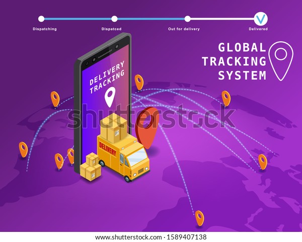 Global Tracking System Delivery Service Online Stock Vector (Royalty ...