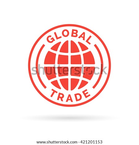 Global Trade Icon Red Globe Stamp Stock Vector (Royalty Free) 421201153 ...