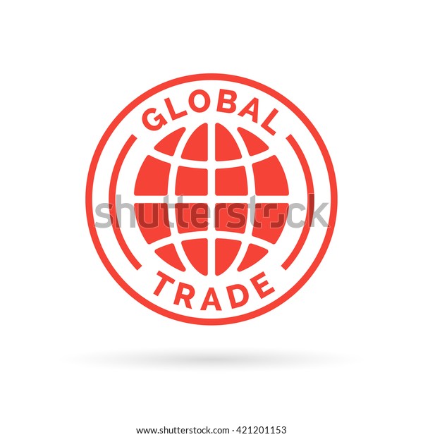 Global Trade Icon Red Globe Stamp Stock Vector (Royalty Free) 421201153 ...