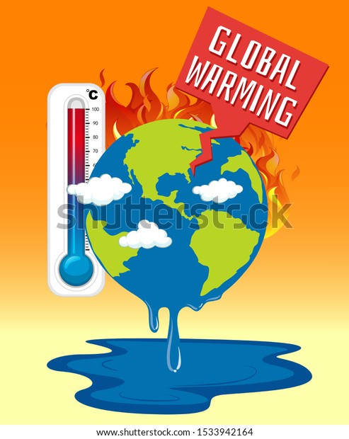 Global Warming Earth On Fire Illustration Stock Vector (Royalty Free ...
