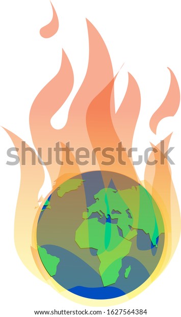 Global Warming Earth On Fire Concept Stock Vector (Royalty Free ...