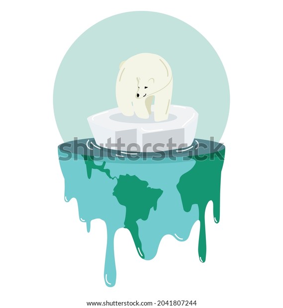 Global Warming Earth Polar Bear Stock Vector (Royalty Free) 2041807244 ...