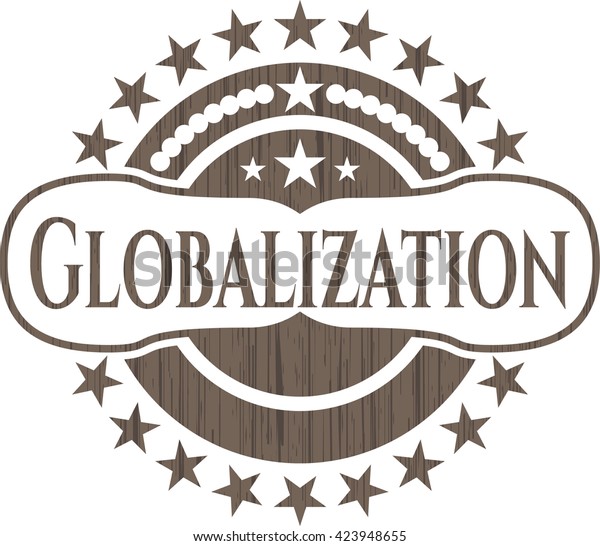Globalization Realistic Wood Emblem Stock Vector (Royalty Free ...