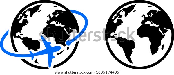 Globe Airplane Icon Global Image Stock Vector (Royalty Free) 1685194405