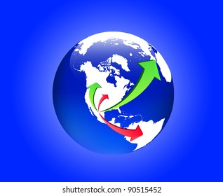 Globe America Arrows Showing Emigration Stock Vector (Royalty Free ...