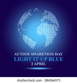 Globe Blue Light Autism Awareness Day Stock Vector (Royalty Free ...