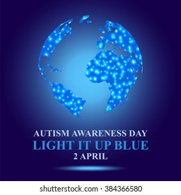 Globe Blue Light Autism Awareness Day Stock Vector (Royalty Free ...