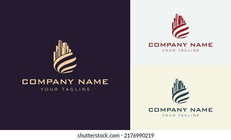 Globe Building Vector Logo Iconmodern Countryside Stock Vector (Royalty ...