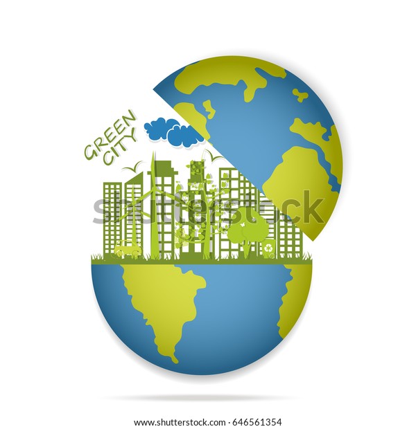 Globe Concept Green City Symbol Environmental Stock Vector (Royalty ...