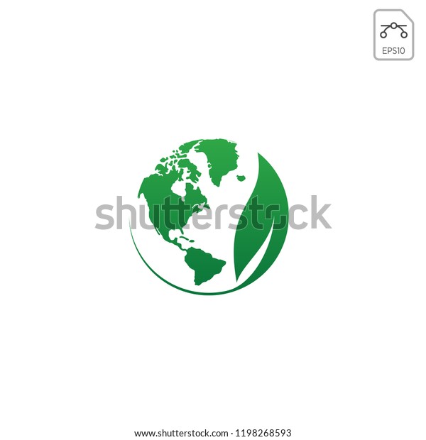 Globe Earth World Leaf Logo Icon Stock Vector (Royalty Free) 1198268593 ...