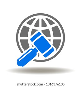 Globe Gavel Icon Vector Global Law Stock Vector (Royalty Free ...