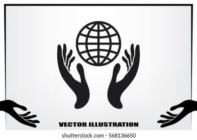 Globe Hands Icon Vector Illustration Eps10 Stock Vector (Royalty Free ...