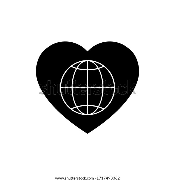 Globe Icon Heart Vector Illustration Isolated Stock Vector (Royalty ...