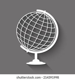 Globe Icon White Illustration Shadow On Stock Vector (Royalty Free ...