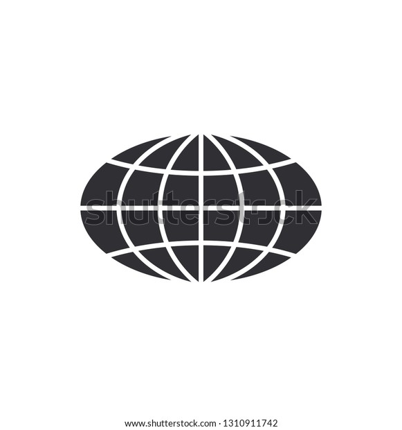 Globe Icon World Symbol Oval Globe Stock Vector (Royalty Free ...