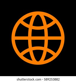 Globe Icon World Symbol Vector Orange Stock Vector (Royalty Free) 589253882
