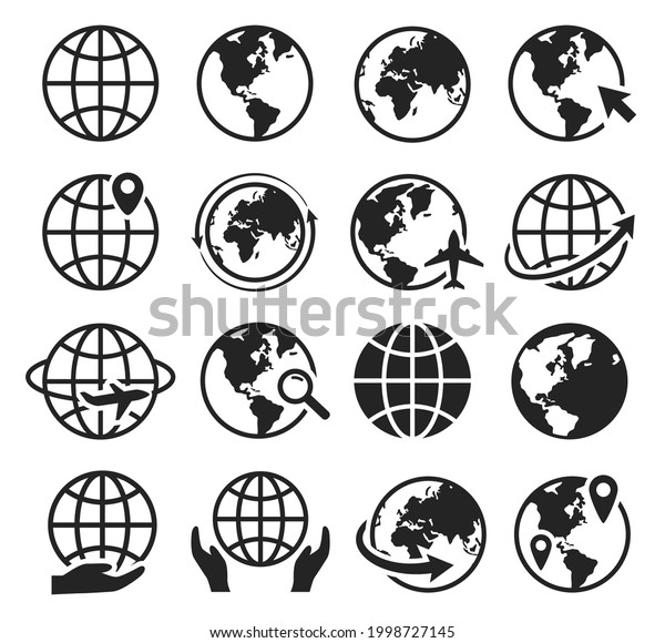 Globe Icons Internet Web Icon Globe Stock Vector (Royalty Free ...