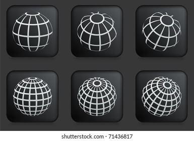 Globe Icons On Square Black Button Stock Vector (Royalty Free) 71436817 ...