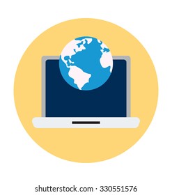 Globe Laptop Colored Vector Illustration Stock Vector (Royalty Free ...