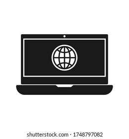 Globe On Screen Laptop Icon Flat Stock Vector (Royalty Free) 1748797082 ...