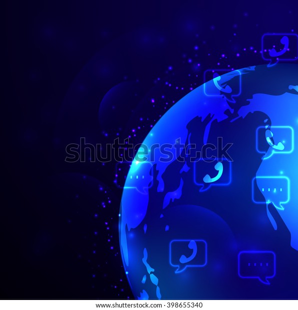 Globe Phone Receivers Messages Global Communication Stock Vector ...
