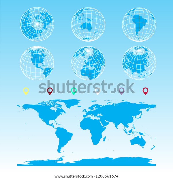 Globe Set Diagram Infographic Statistical Charts Stock Vector (Royalty ...