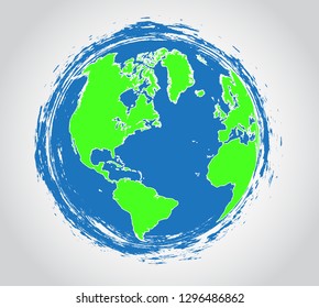 Globe World Map Grunge Style Stock Vector (Royalty Free) 1296486862 ...