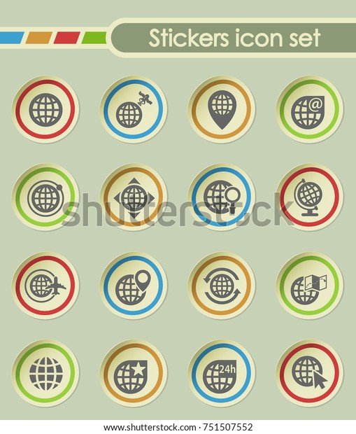 Globes Round Sticker Icons Your Creative Stock Vector (Royalty Free ...