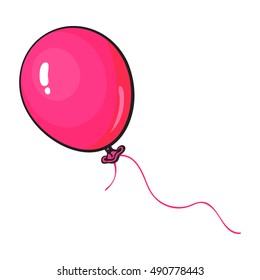 Gloosy Floating Pink Balloon Cartoon Vector Stock Vector (Royalty Free ...