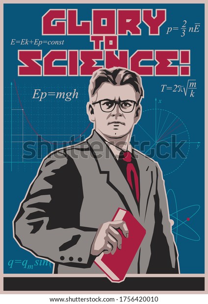 Glory Science Retro Scientific Propaganda Posters Stock Vector (Royalty ...