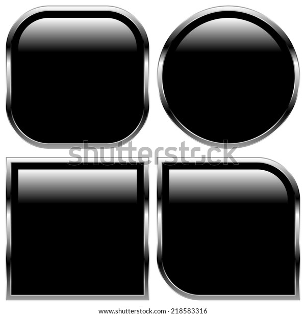Glossy Black Shape Button Backgrounds: เวกเตอร์สต็อก (ปลอดค่าลิขสิทธิ์ ...