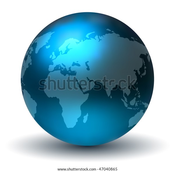 Glossy Blue Earth Globe Stock Vector (Royalty Free) 47040865 | Shutterstock