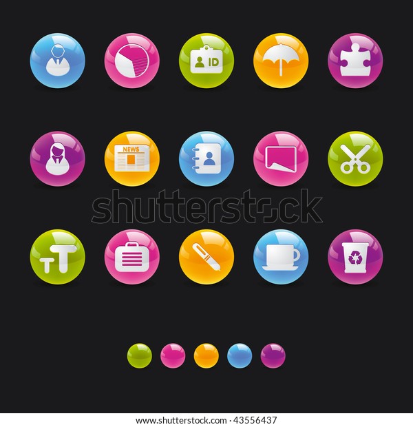 Glossy Circle Icons Office Black Vector Stock Vector (Royalty Free ...